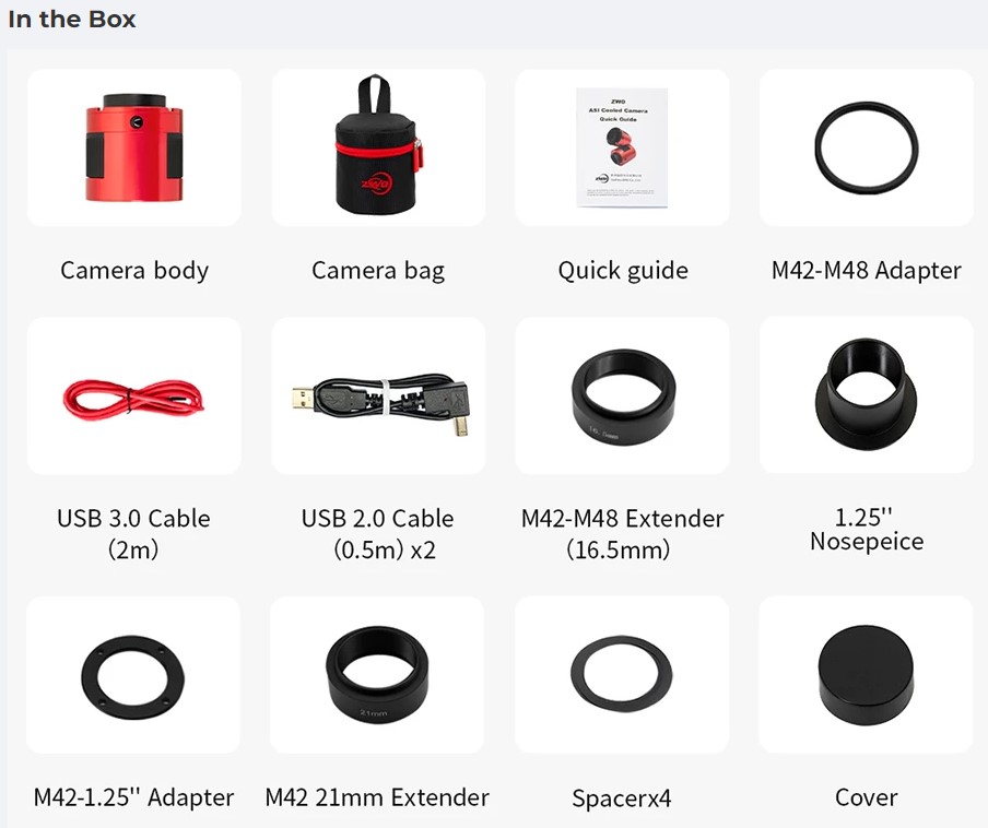 ZWO ASI 585MC Pro USB 3.0 Cooled Colour Camera - Rother Valley Optics Ltd