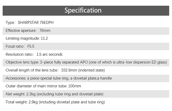 Sharpstar 76EDPH ED Triplet Apochromatic OTA - Rother Valley Optics Ltd